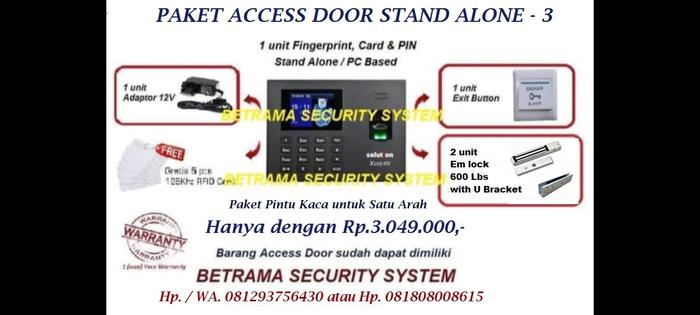 Jual Paket Access Door with Fingerprint Solution X105ID (Pintu Kaca 1 ...