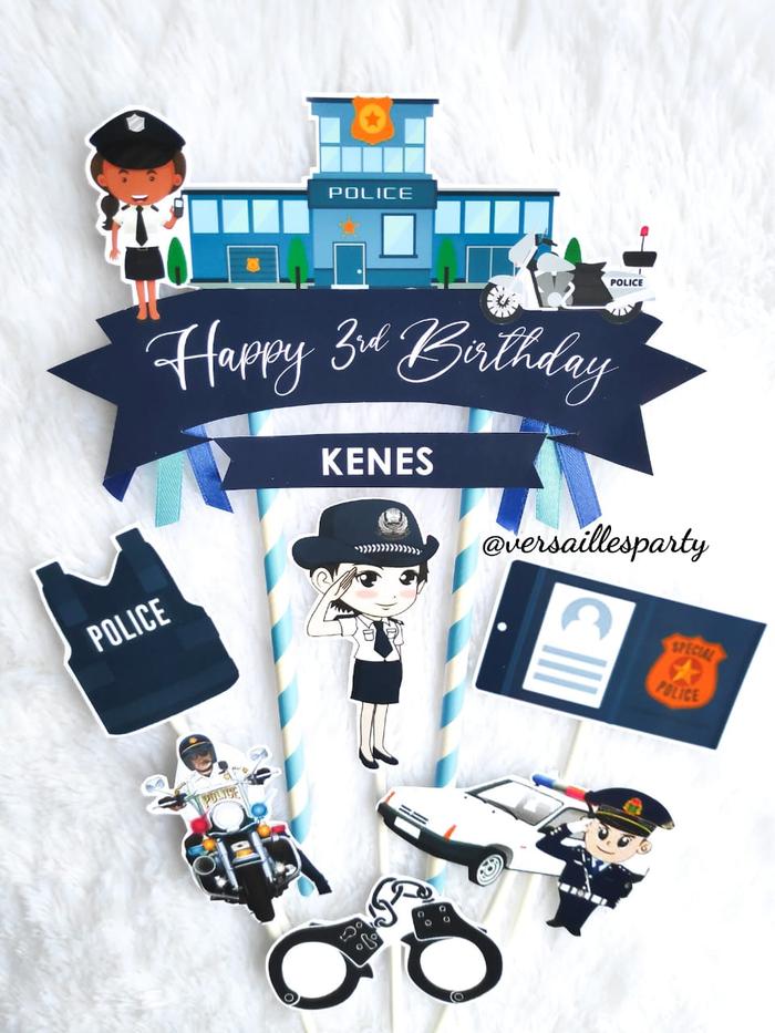Jual Cake Topper Police/ Topper kue Polisi/Tusukan kue Tema Polisi ...