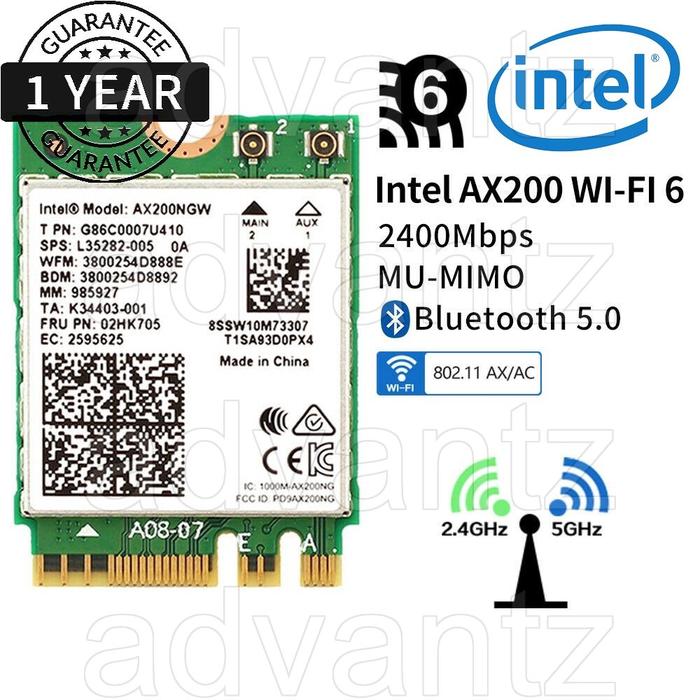 Jual Intel Wifi 6 AX200NGW 802.11ax Bluetooth 5.0 Wifi Card M.2 AX200 ...