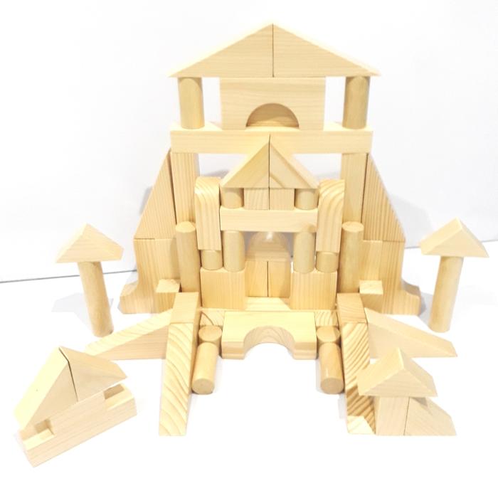 Jual Mainan Kayu Edukasi Anak Balok Bangun Natural 64pc Balok Susun ...