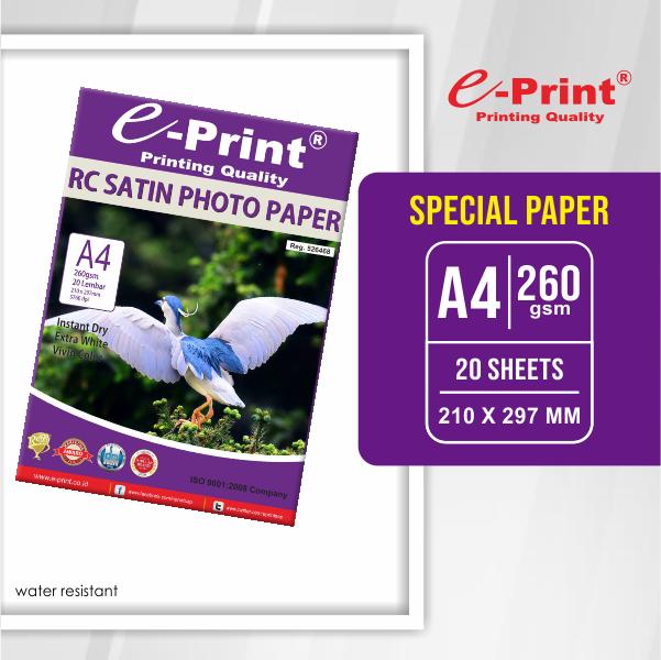 Jual Kertas Foto RC Satin Photo Paper A4 260gsm 20lembar e-Print - Jakarta Utara - kingstar ...