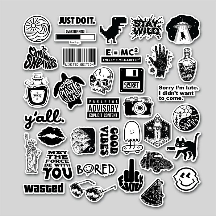 Jual STICKER BLACK AND WHITE / STICKER PACK HELM LAPTOP VINYL/ STIKER ...