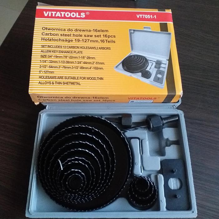 Jual Holesaw Pelubang Kayu Bor VITATOOLS 16 SET Ukuran 3/4 Sampai 5 Inch - Jakarta Pusat - Cv ...