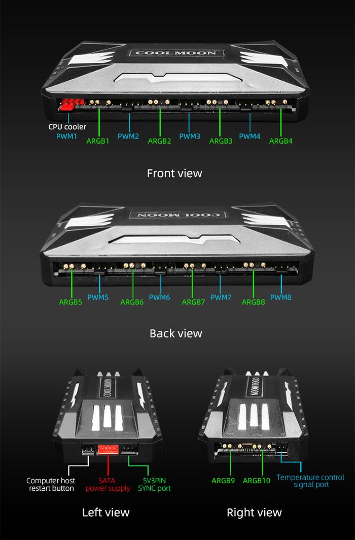 Jual Coolmoon Pwm Fan Controller 5v Argb Mainboard Sync Light Remote ...