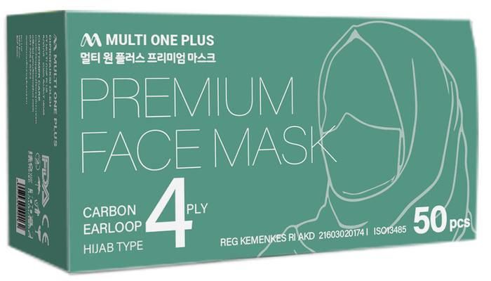 Jual Masker Carbon Karbon 4 Ply Hijab Headloop Multi One Plus Kemenkes ...