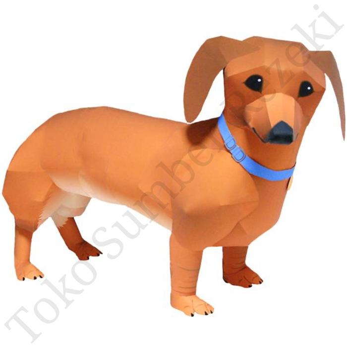 Jual Patung Anjing Dachshund Dog Brown Papercraft Puzzle 3D Paper Craft ...