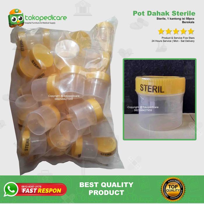 Jual Pot Dahak Sterile Tutup Kuning Berskala | Plastik PP TEBAL Sputum ...