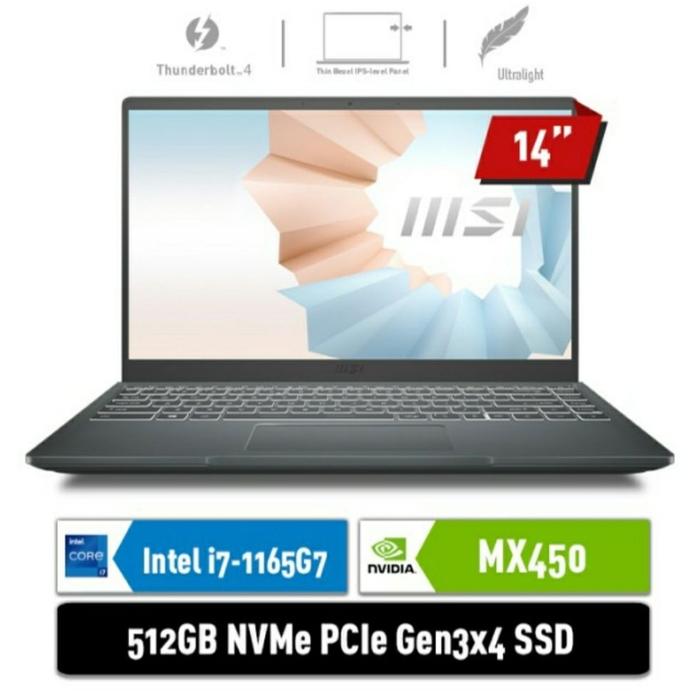 Jual MSI Modern 15-A11SB-070 i7-1165G7/16GB/512GB/MX450 2GB/14"FHD W10 - Jakarta Pusat - MR ...