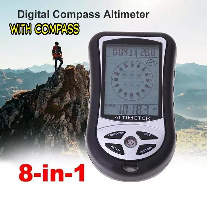 Jual alat ukur ketinggian digital altimeter 8in1/kompas digital/hiking ...