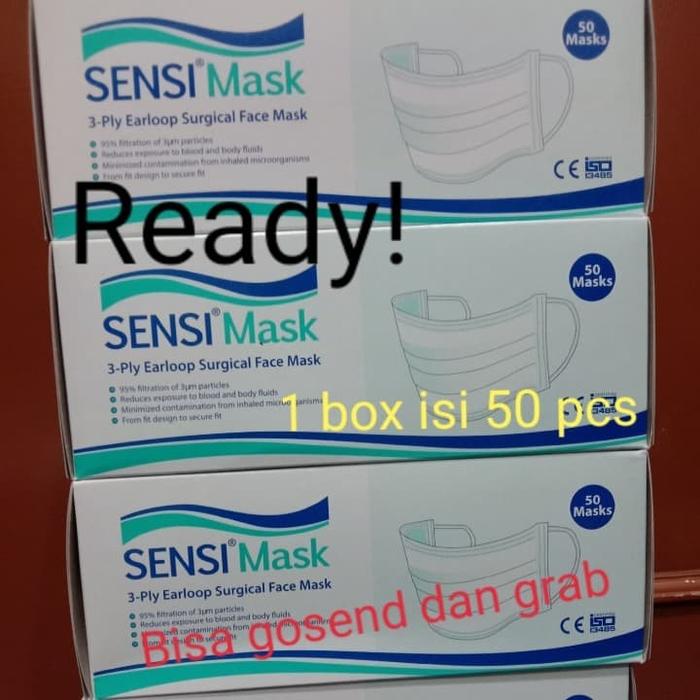 Jual SENSI MASK MASKER FACE MASK 3PLY EARLOOP DEBU DUST BISA GOJEK GRAB ...