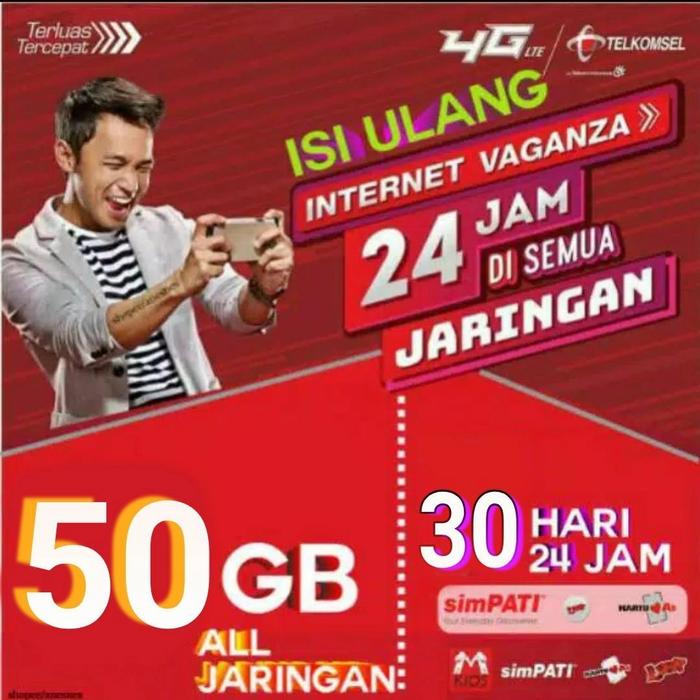 Jual Kartu Paket Data Internet Kuota 50gb Telkomsel Full Kuota Utama 24 ...