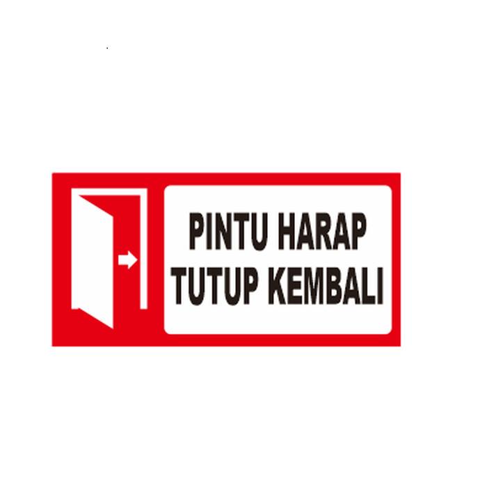 Jual sign rambu sticker pintu harap ditutup kembali / stiker rambu k3 - 30x20 - Jakarta Barat ...