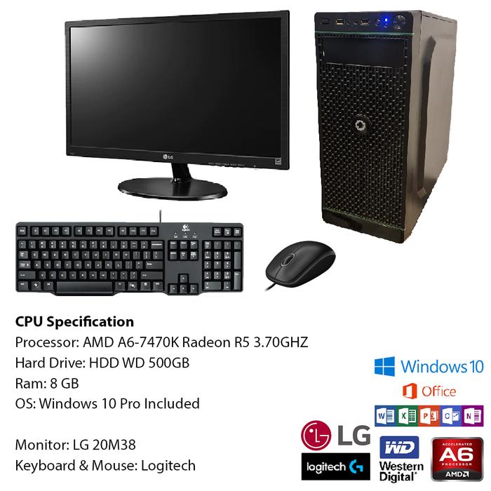 Jual Paket PC Rakit Siap Pakai Kantor Sekolah Monitor LG AMD A6 HDD ...