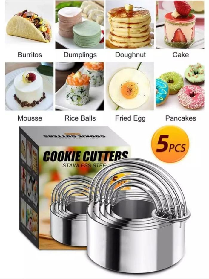 Jual Round Cookies Cutter set 5Pcs / Cetakan Ring Bulat Cookies Kue ...
