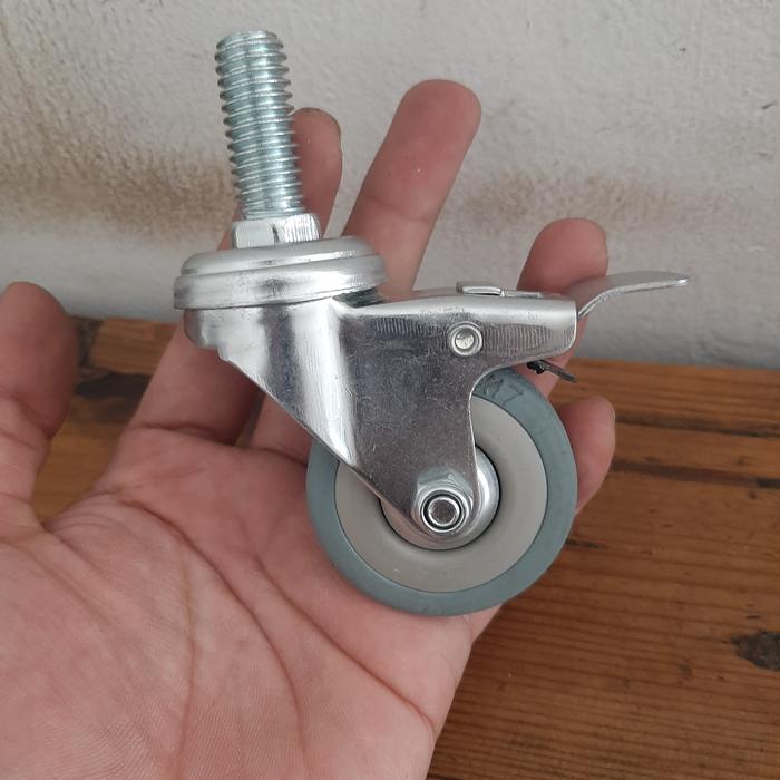 Jual RODA TROLLEY TROLI ABU GREY RUBBER 2 INCH HIDUP REM TUSUK DRAT ...