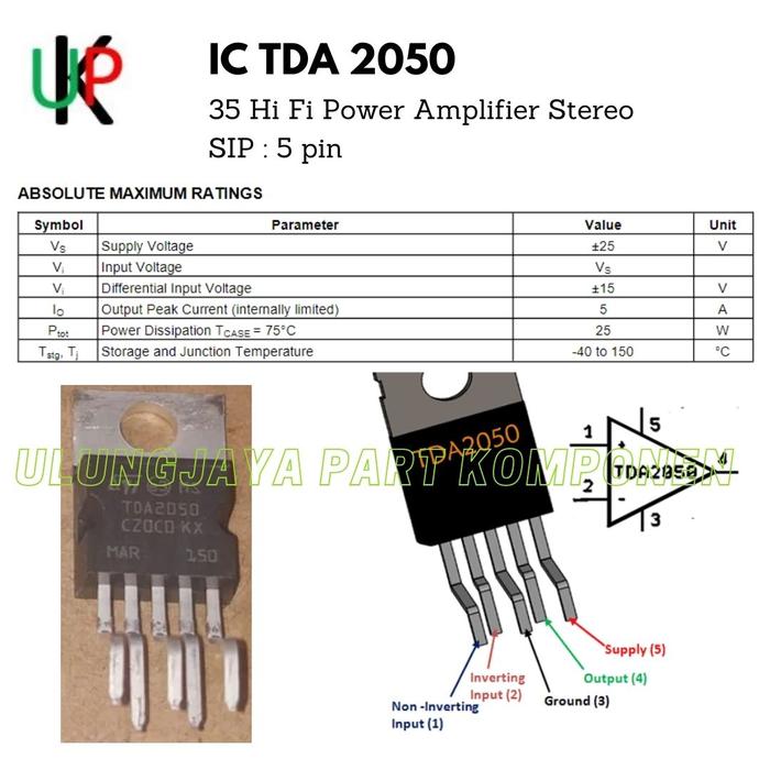 Jual IC TDA 2050 TDA2050 ic tda2050 hi fi power amplifier stereo - Kab ...
