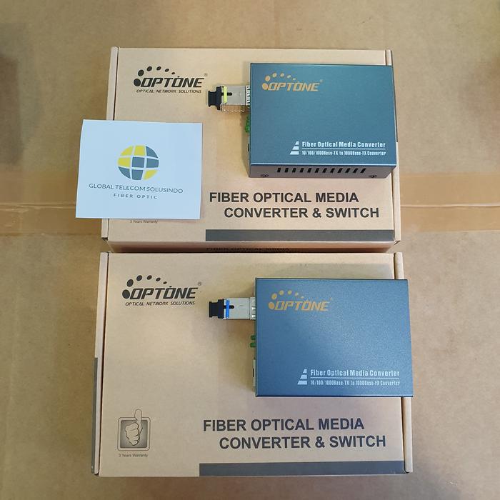 Jual Media Converter Optone 10/100/1000 WDM Gigabit with SFP 20km ...