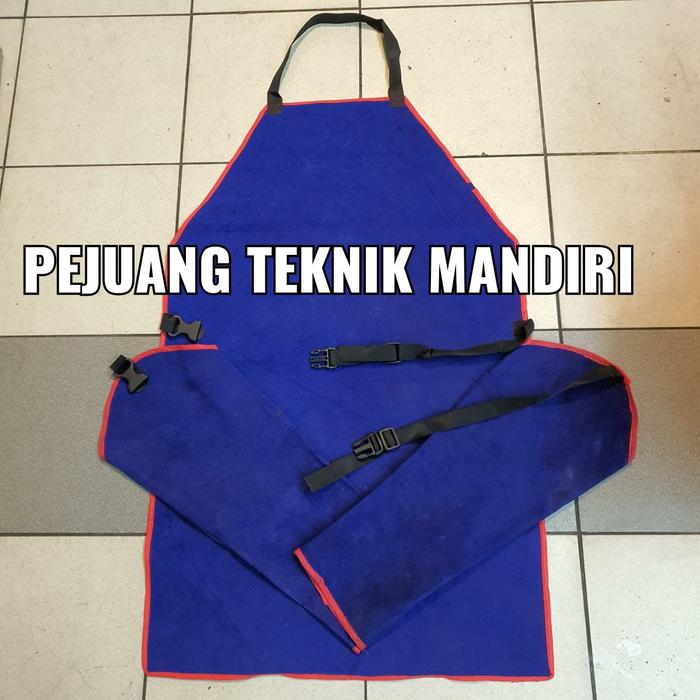 Jual APRON LAS DADA TANGAN CELEMEK KULIT LAS APRON KULIT SET WELDING ...