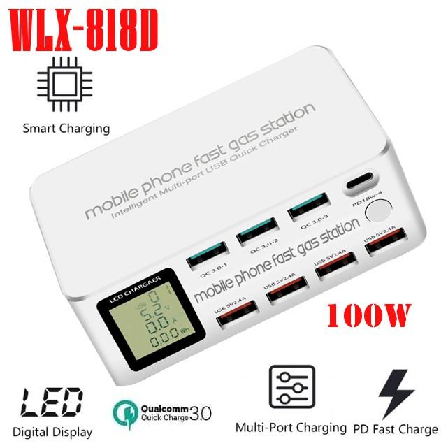Jual WLX-818D - 8 USB Smart LED Display Fast Charging Station 100W QC3 ...