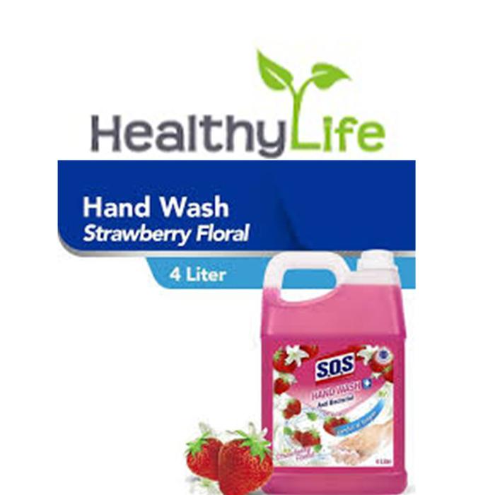 Jual Hand Wash SOS Anti Bacterial aroma Strawberry 4 liter ORIGINAL ...