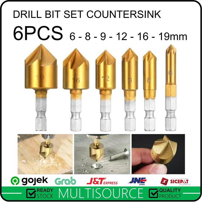 Promo 6PCS Mata Bor Counter Kayu Aluminium Plastik | Drill Bit ...