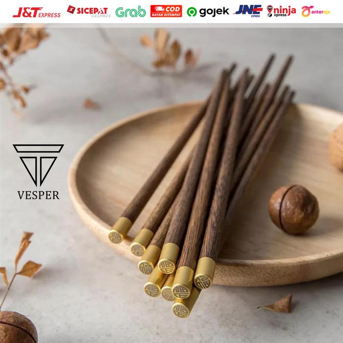 Promo premium wooden japanese chopstick / sumpit kayu wufu classic ...