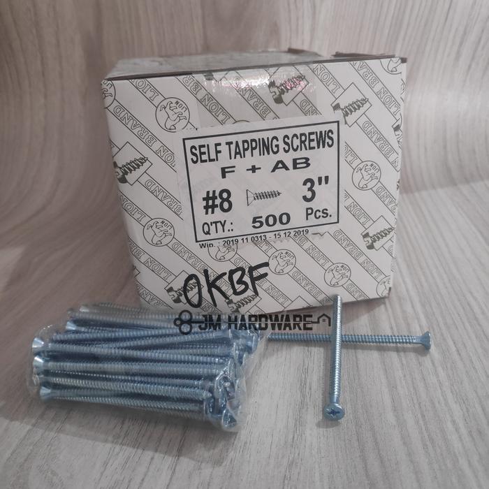 Jual Skrup taping skrup tapping kepala rata FAB skrup putih 8x3 ...