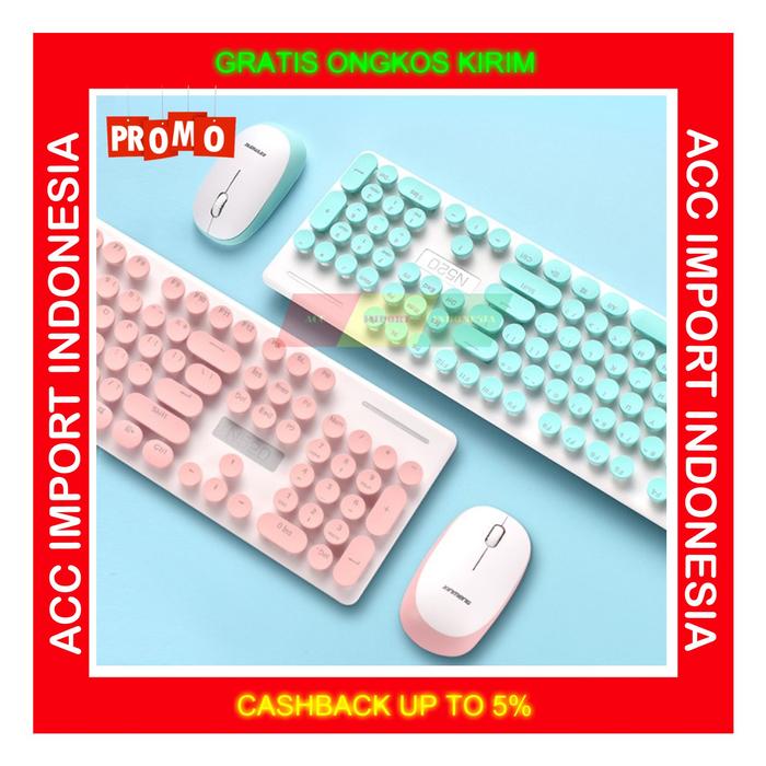 Promo Keyboard Gaming Wireless Combo Mouse Gaming Bundle Bluetooth Pink ...