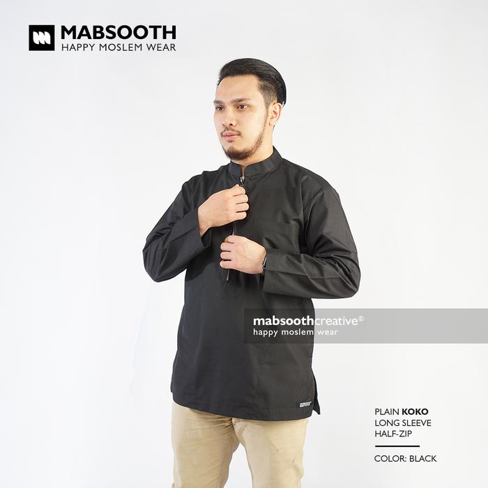Promo New! Baju Koko Resleting Pria Muslim Dewasa Lengan Panjang Polos ...