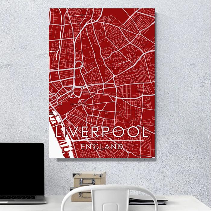 Jual Poster LIVERPOOL frame Kayu A3+ (31x46cm) Liverpool City Map ...