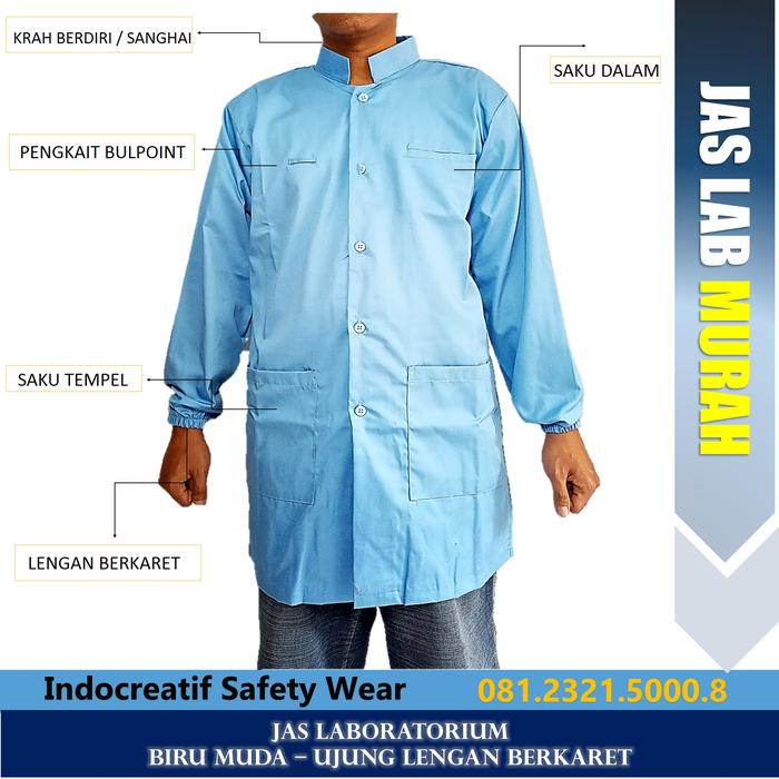 Jual Jas Lab Laboratorium Lengan Panjang Baju Disposable Warna Biru ...