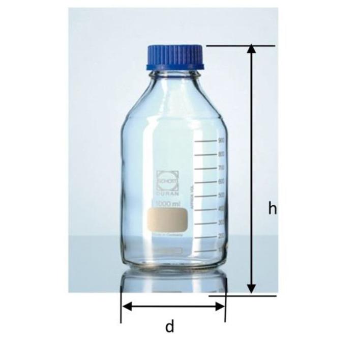 Jual LABORATORY BOTTLE 1000mL |1 liter. Clear, with screw cap. DURAN ...