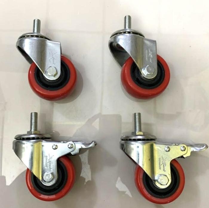 Jual roda troli screw pu 3 inch rem polos / roda tusuk 3 inch pu rem ...