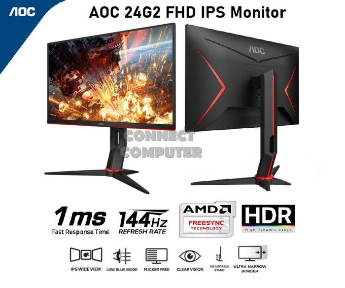 Jual Monitor AOC 24G2 24" Frameless Gaming IPS , FHD 1080P, 1ms 144Hz ...