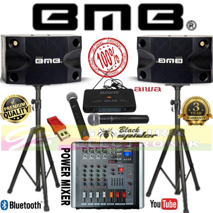 Jual Paket karaoke speaker BMB dan power mixer 600 watt bluetooth ...