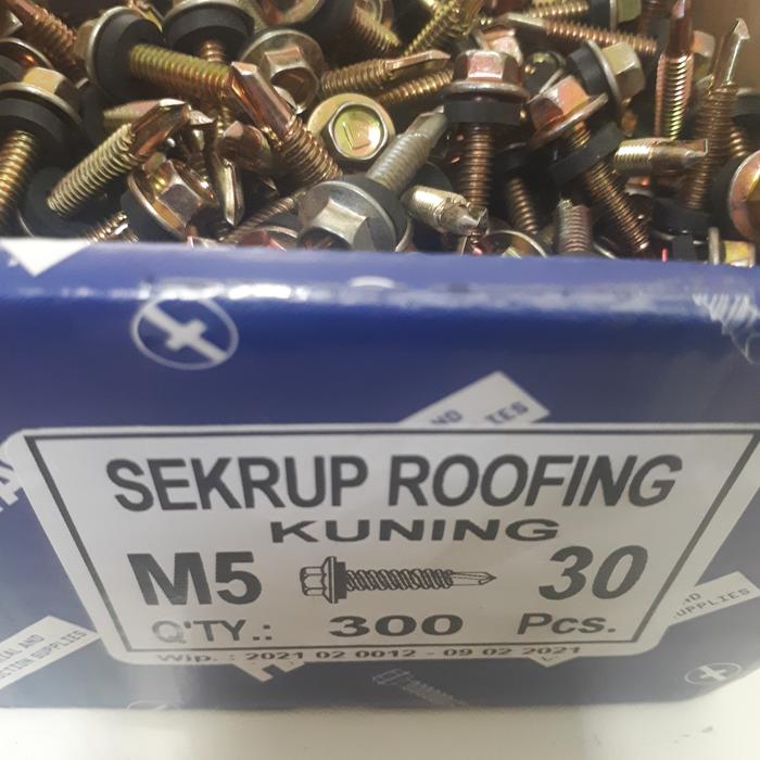 Jual BAUT RUPING M5 X 30 MM SEKRUP ROOFING KUNING BAUT BAJA RINGAN M5 X ...