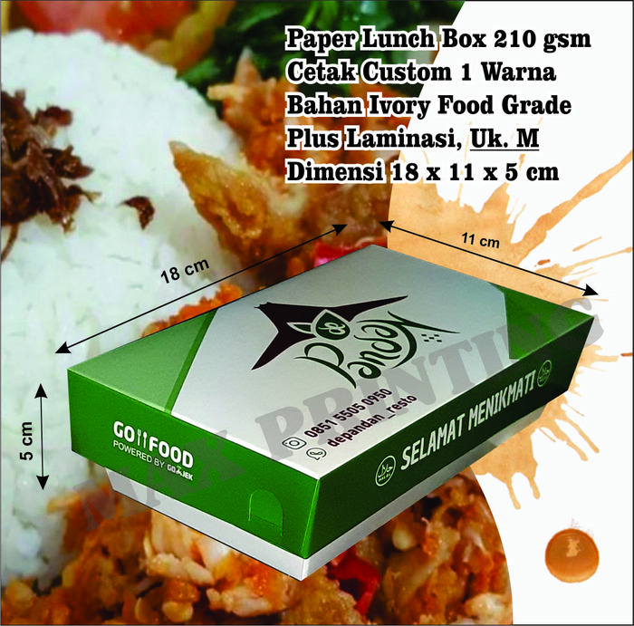 Jual Cetak Paper Lunch Box Ivory 210 gsm, 2 warna + Laminasi - Jakarta ...
