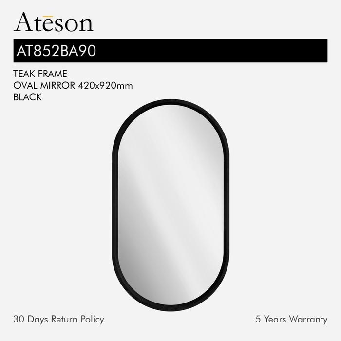 Jual ATESON AT852BA90 Kaca Cermin Oval Frame Kayu Jati Hitam Black Teak ...