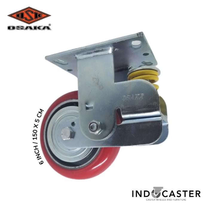 Jual Roda Troli Roda Trolley Roda PU Heavy Duty Osaka Diameter 6" Plat ...