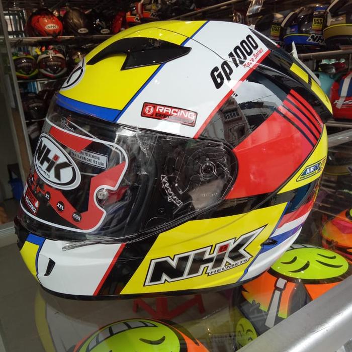 Jual HELM NHK FULL FACE GP -1000 DOUBLE VISOR MOTIF KUNING LIS MERAH ...
