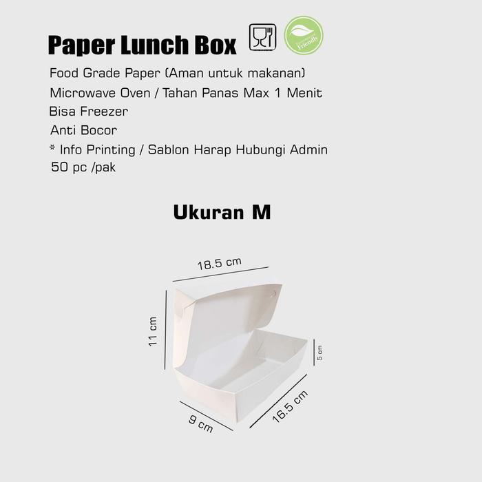 Jual Paper Lunch Box/Paper Take Away/Kotak Makanan Kertas M (50pc ...
