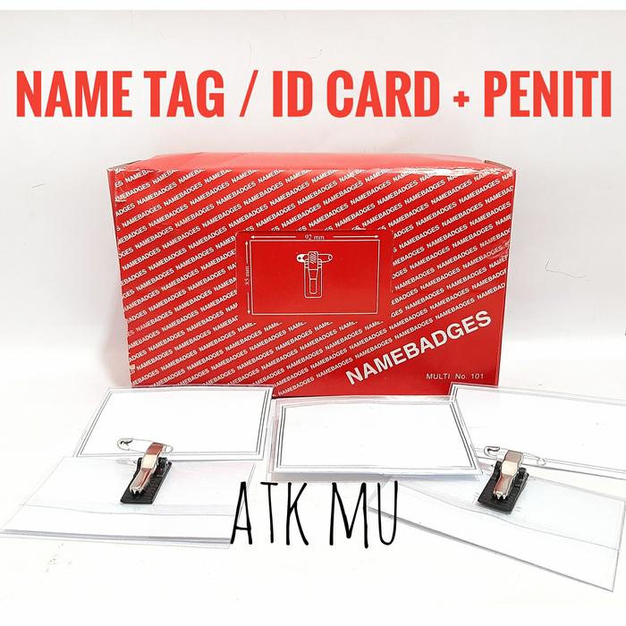 Jual [isi 50] Name Tag MULTI Jepit + Peniti / Namebadges Tanda Peserta ...