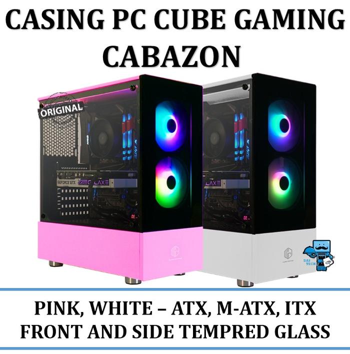 Jual Casing PC Cube Gaming Cabazon - Front and side Tempered Glass ...