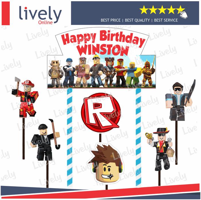 Jual Topper HBD happy birthday Custom Nama Hiasan cake ROBLOX 02 set ...