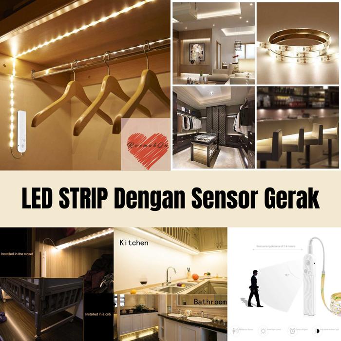 Jual Lampu LED Strip dengan Sensor Gerak Dekorasi Lemari Dapur Tangga ...