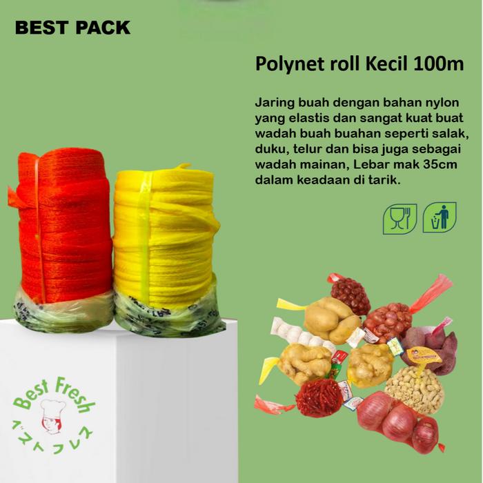 Jual jaring buah / polynet roll kecil merk best fresh (100m) - Kuning ...