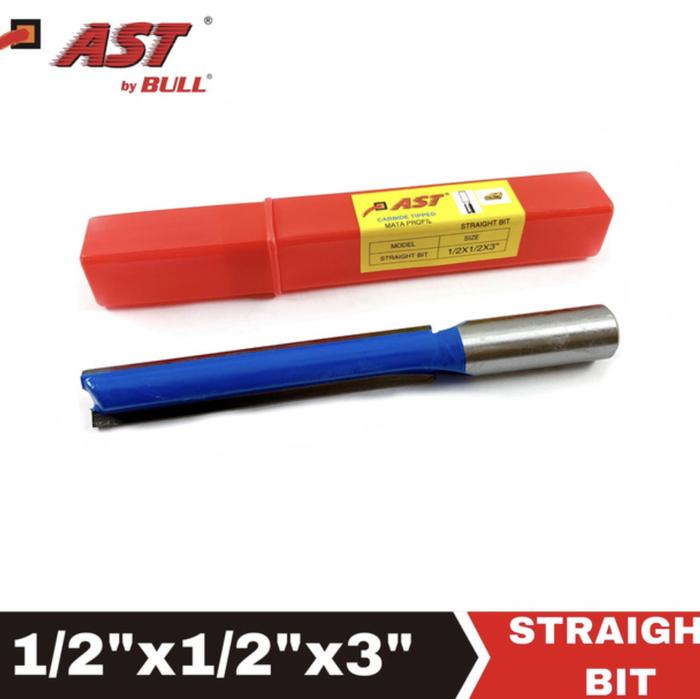 Jual AST Straight bit panjang 1/2x1/2x3 mata profil router 12 mm as 1/2 ...