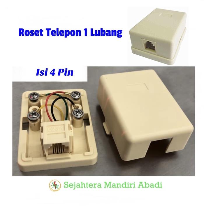 Jual Roset Telepon Telp 1 Lubang 1 Port 4 Pin RJ11 Terminal Telp 4 ...