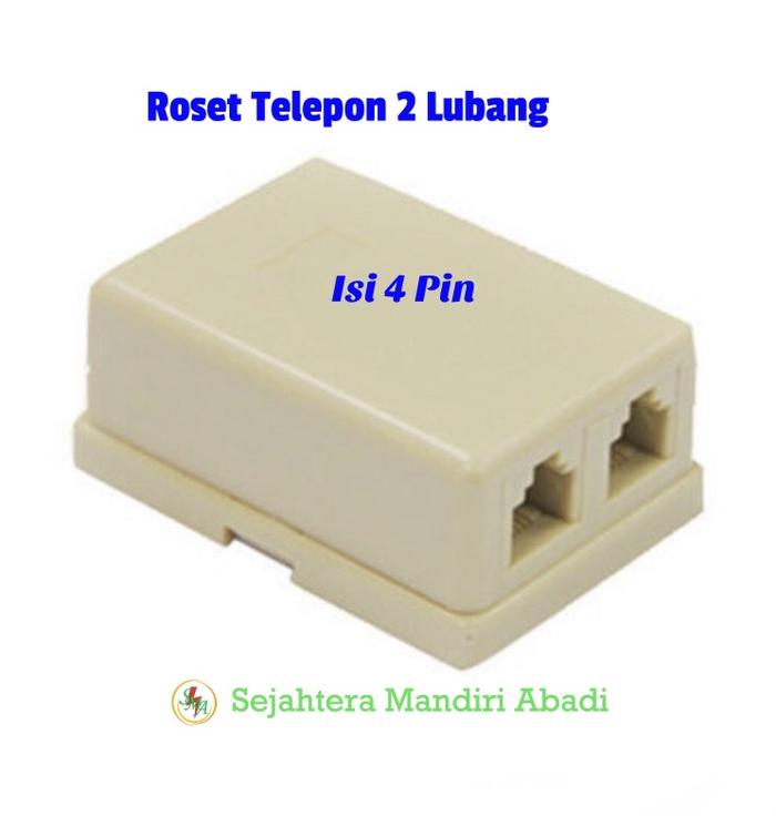 Jual Roset Telepon Telp 2 Lubang 2 Port 4 Pin RJ11 Terminal Telp 4 ...