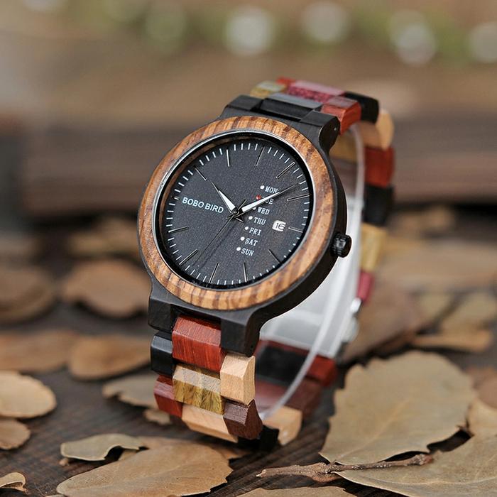 Jual Jam Tangan Kayu Bambu Analog Pria Wood Hari Tanggal Premium Kado 2 ...
